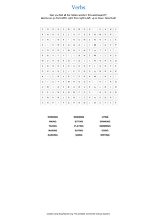 Present Continuous Verbs Soup Letter | PDF
