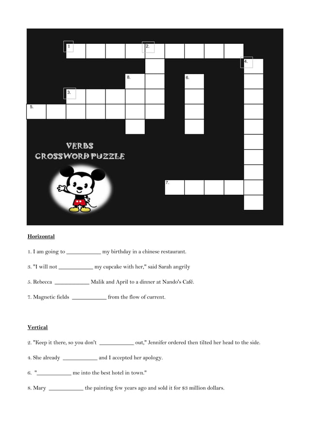 CROSSWORD PUZZLE | ENGLISH GRAMMAR | VERBS | PDF