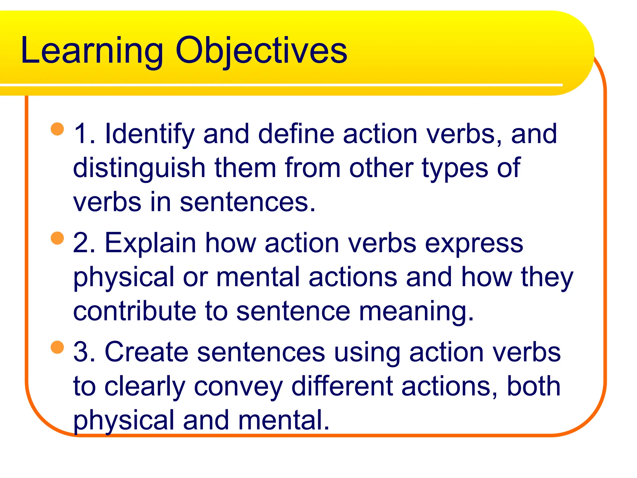 Action Verbs in different tenses in English | PPT