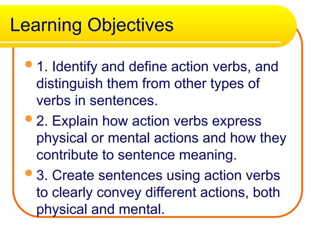 Action Verbs in different tenses in English | PPT