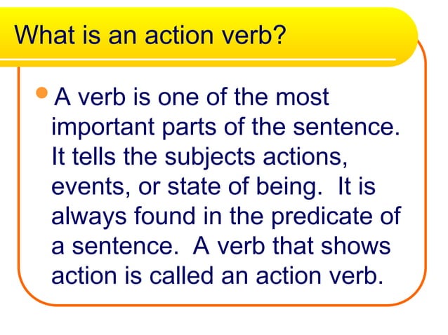 Action Verbs in different tenses in English | PPT