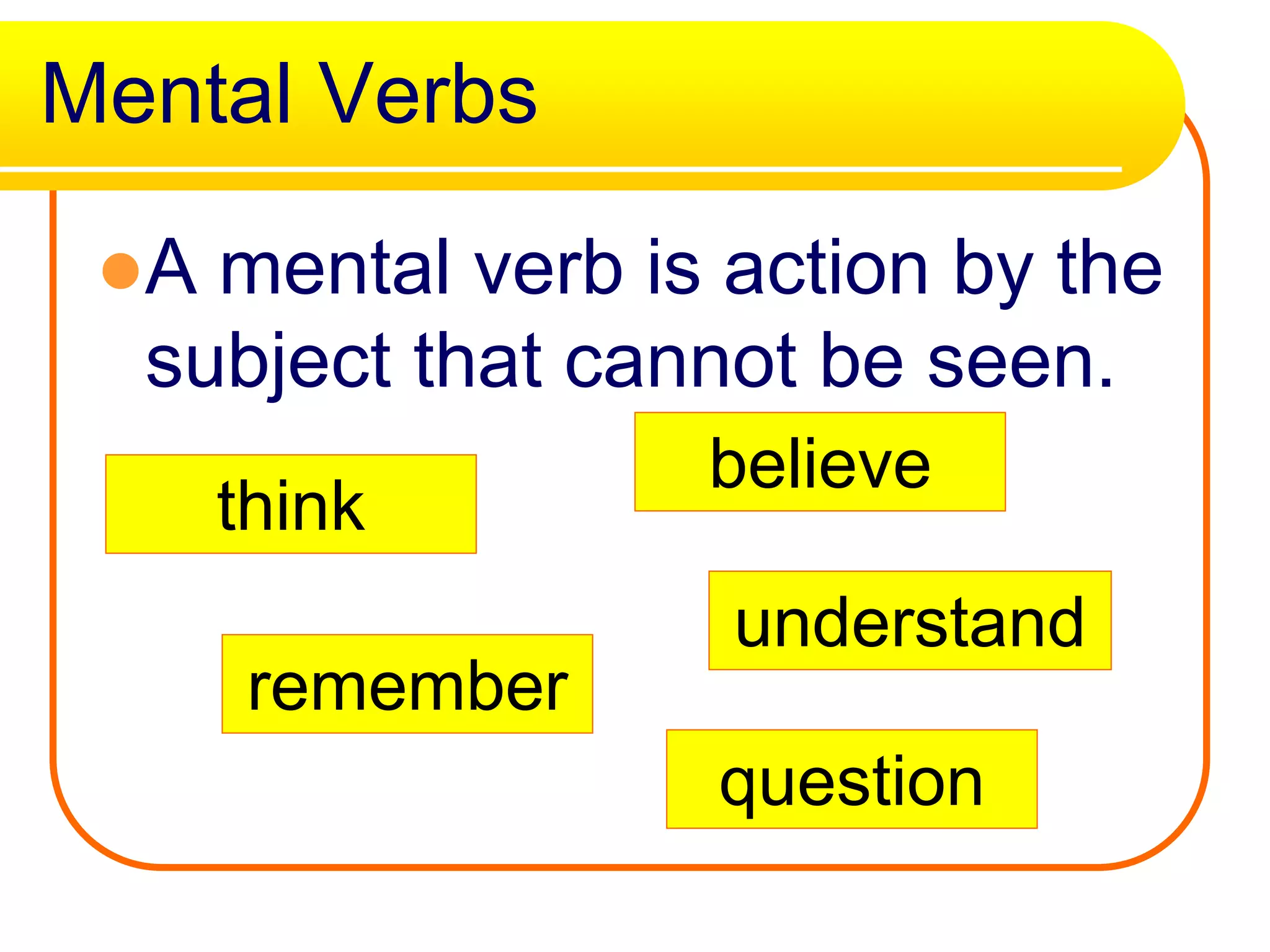 Verbs action -mental grade 6 | PPT