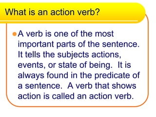 Verbs action -mental grade 6 | PPT