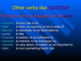 Verbs like-gustar | PPT