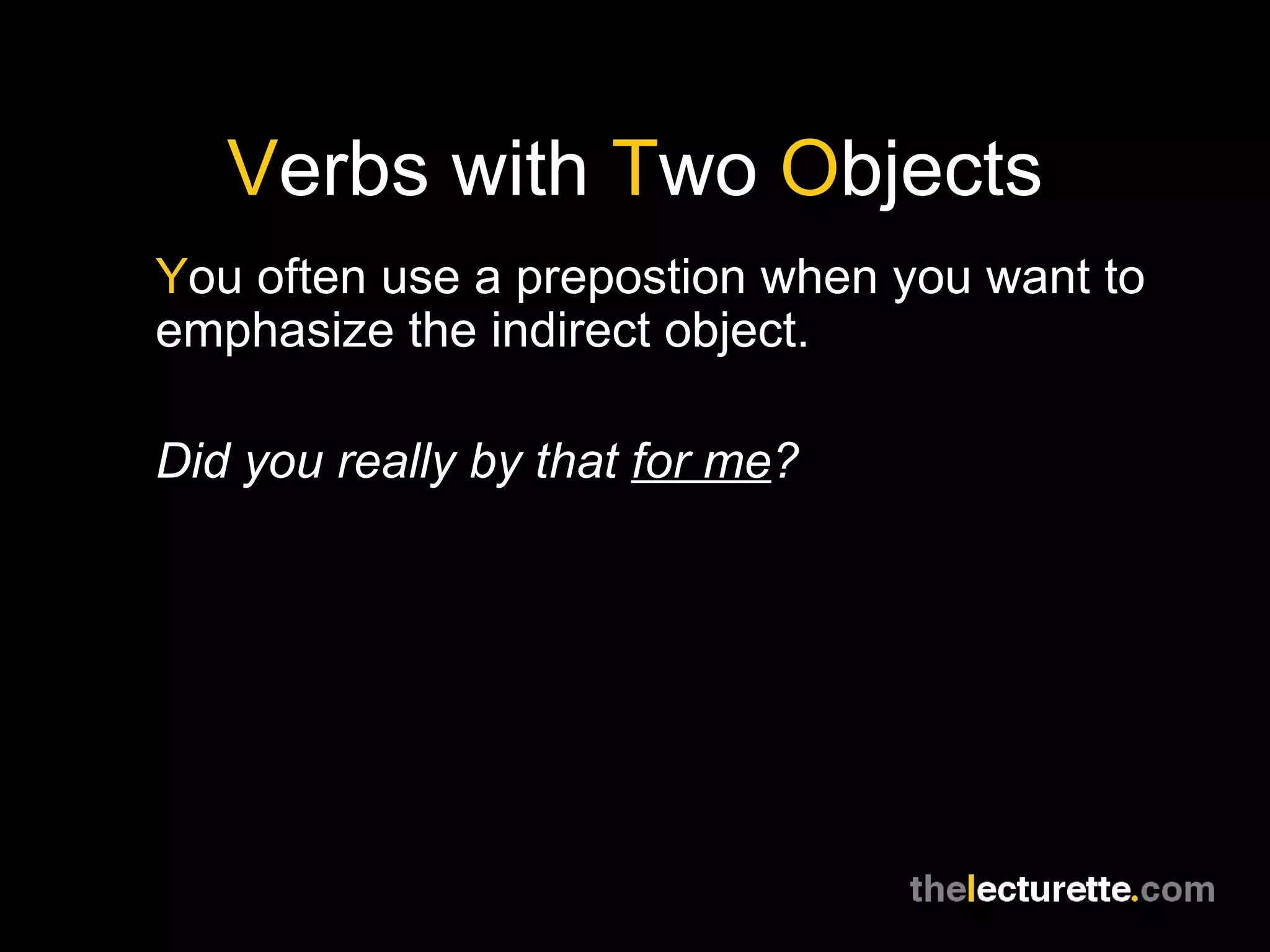 Verbs with Two Objects | PPT