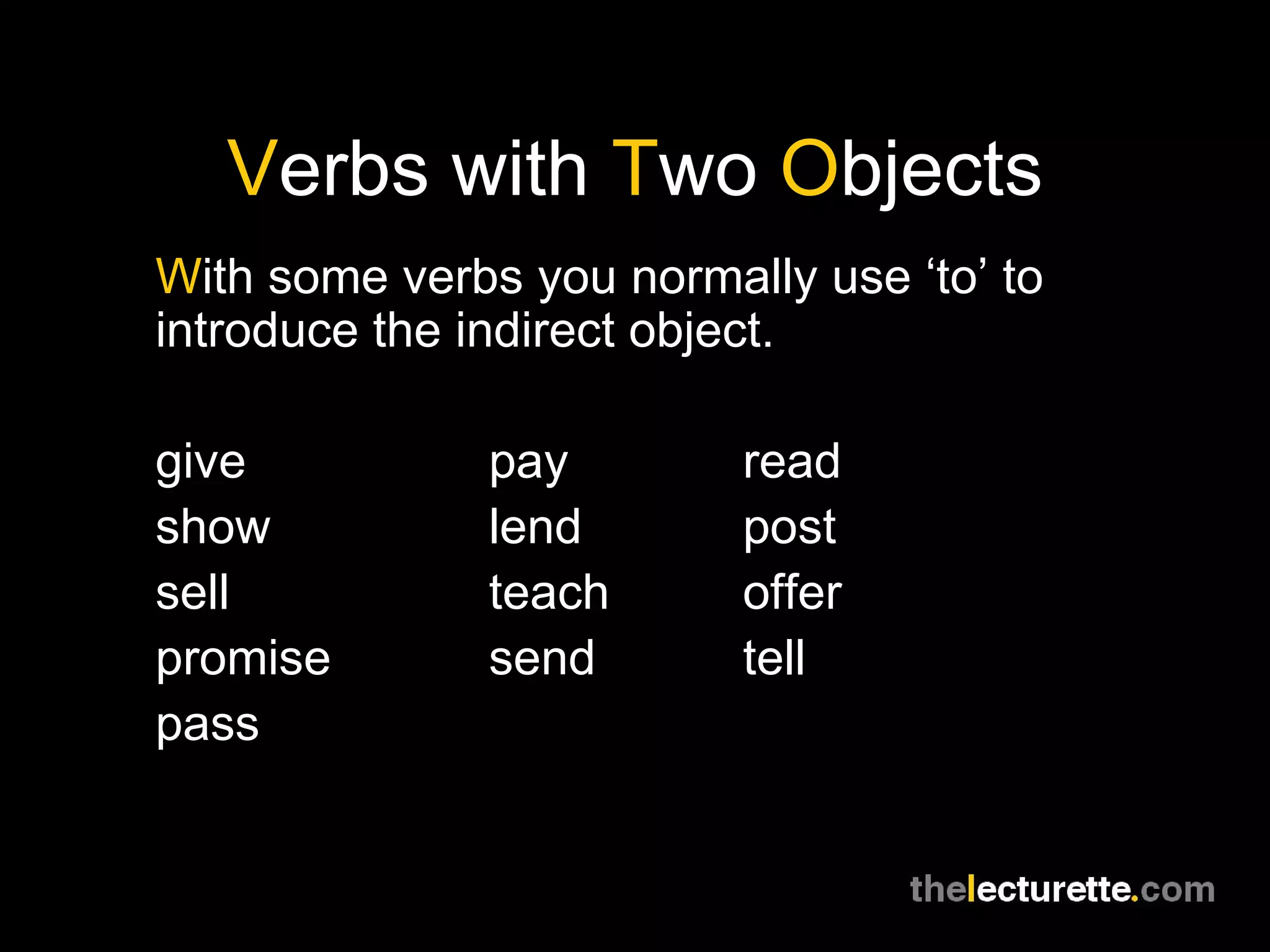 Verbs with Two Objects | PPT