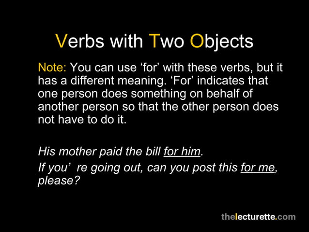 Verbs with Two Objects | PPT