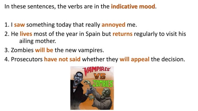 Verbs 3 moods grade 8 | PPTX