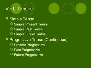 Verbs and Tenses in english elementary school.ppt