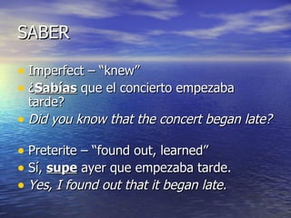 Verbs Changemeaning Preterite Imperfect | PPT