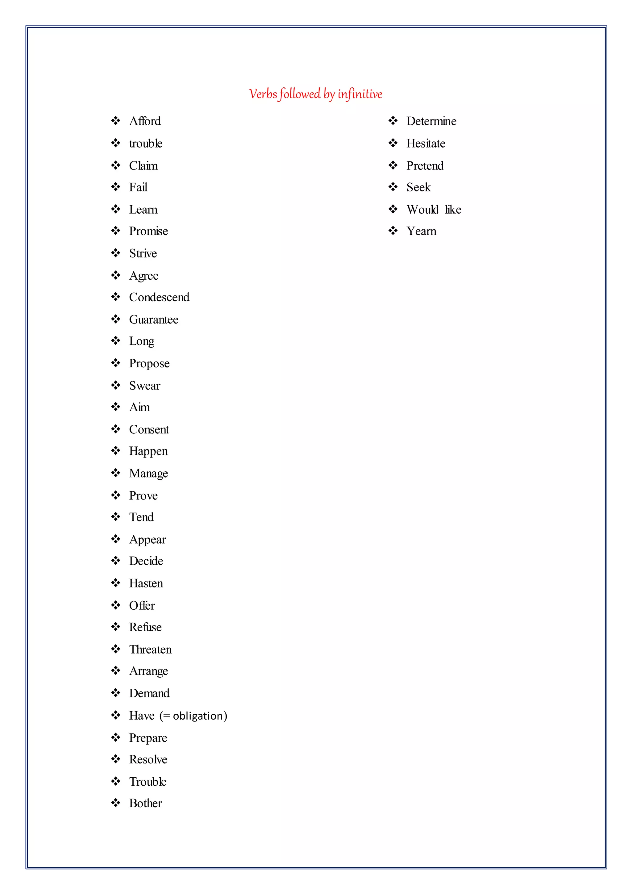 Verbs followed by infinitive | DOCX