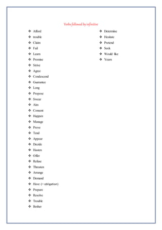 Verbs followed by infinitive | DOCX
