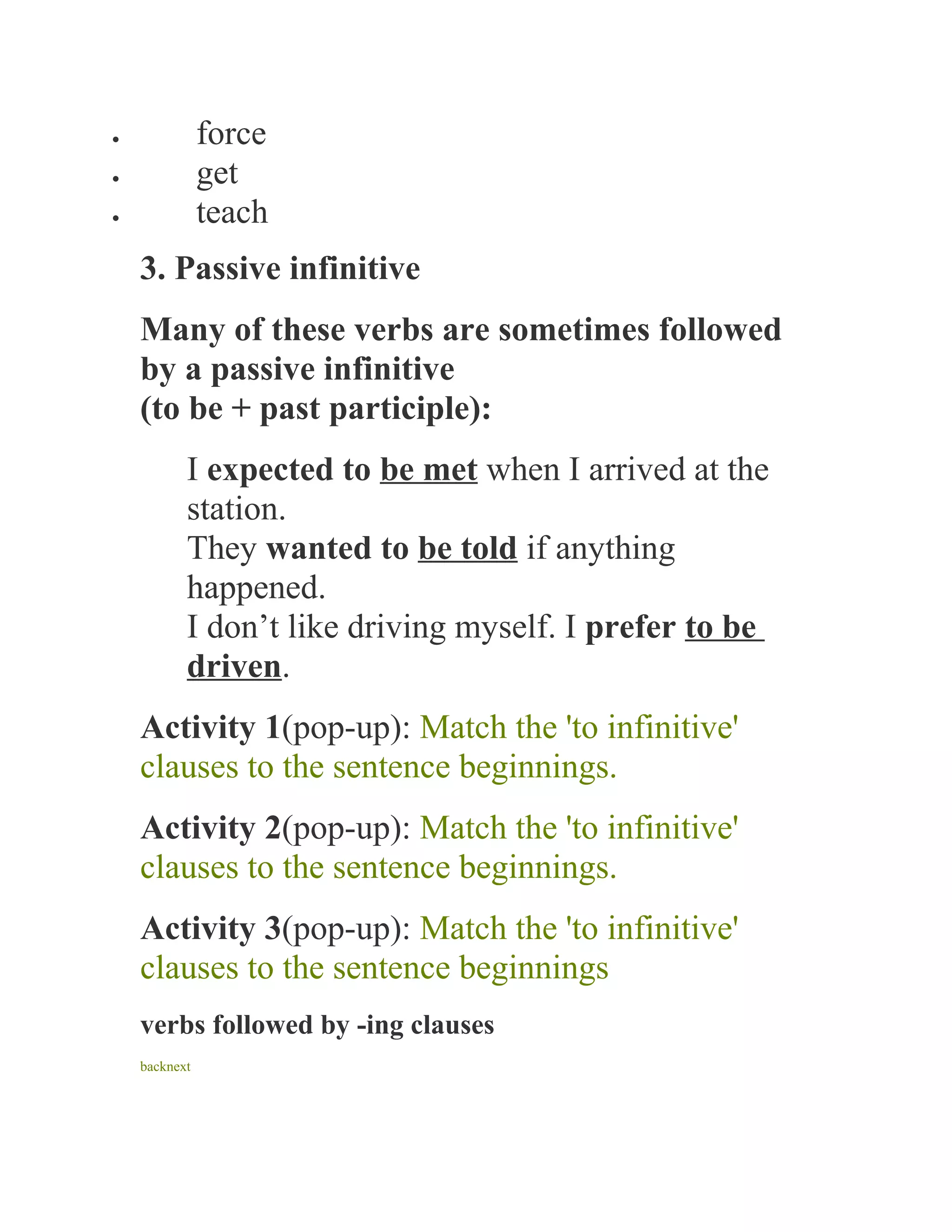 Verbs followed by to + infinitive | PDF