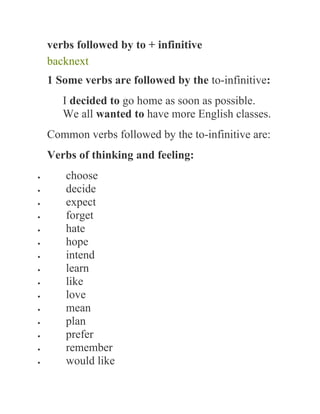 Verbs followed by to + infinitive | PDF