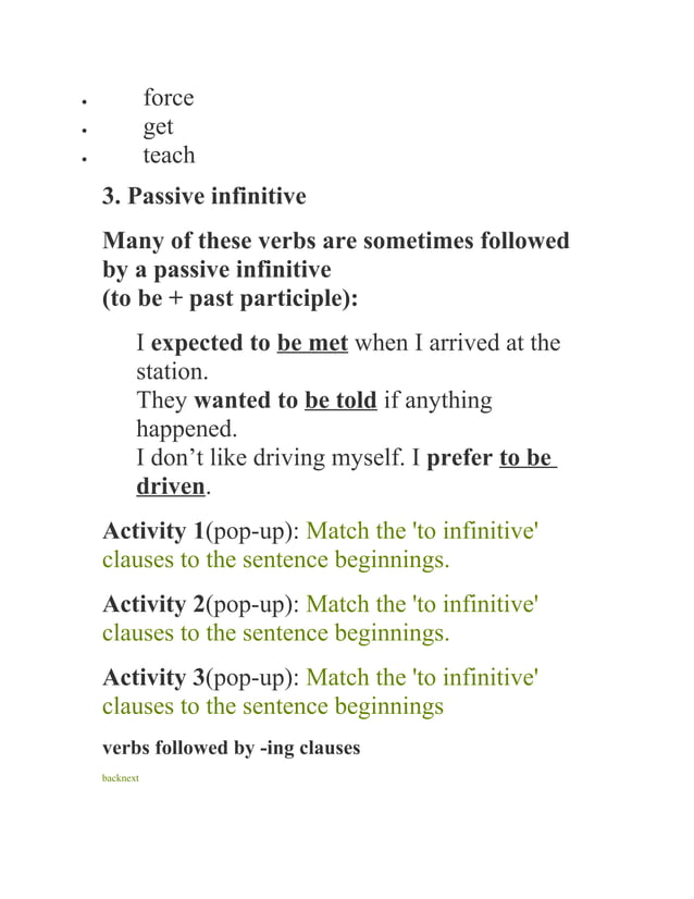 Verbs followed by to + infinitive | PDF