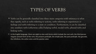 VERBS GRAMMAR IDL.pptx and types of verbs | PPT