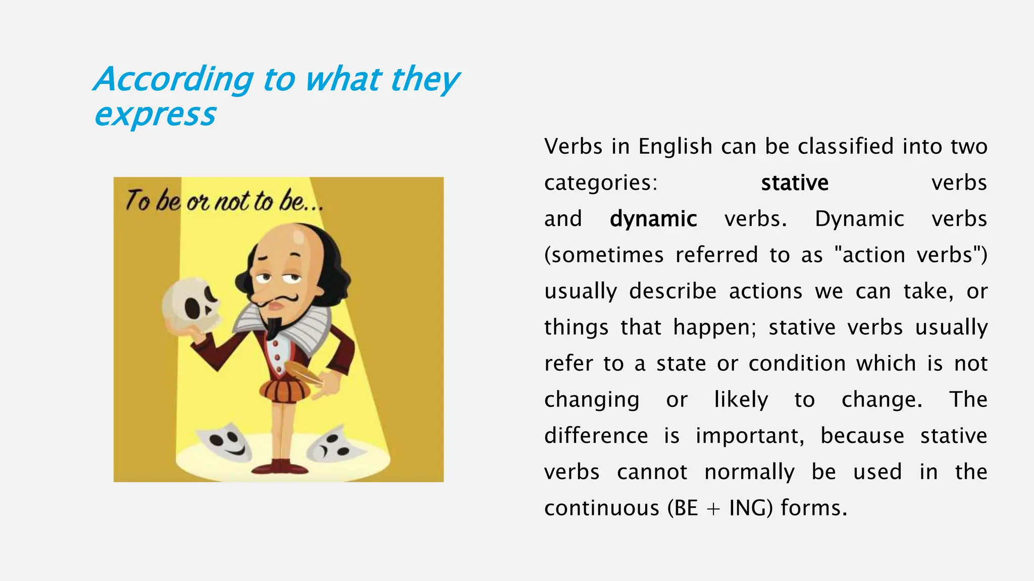 Types of verbs in the English Language Basic English | PPTX
