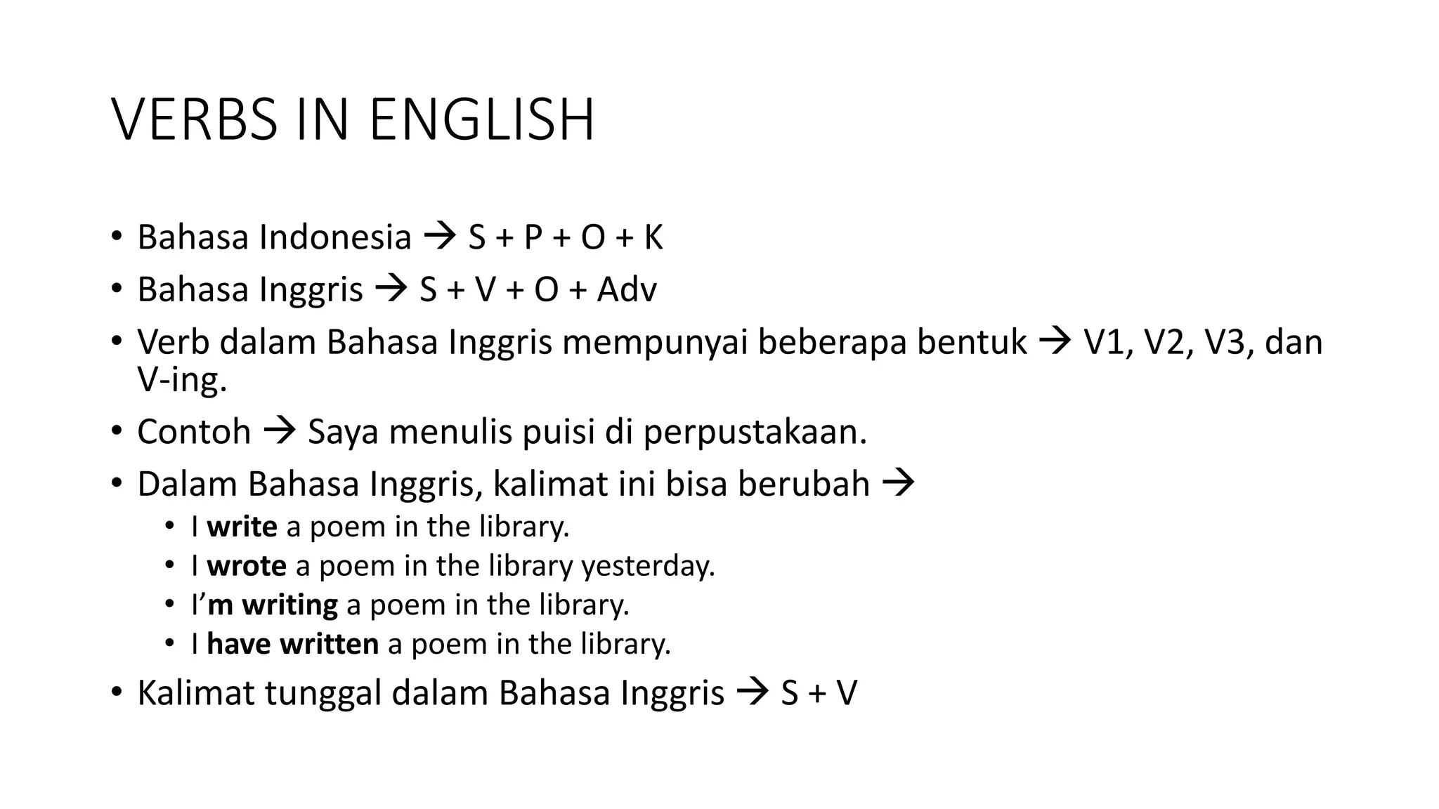 bahasa inggris - Power Point VERBS IN ENGLISH | PPTX