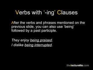Verbs with '-ing' Clauses | PPT