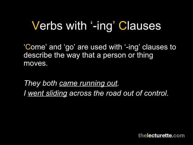 Verbs with '-ing' Clauses | PPT