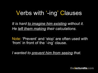 Verbs with '-ing' Clauses | PPT