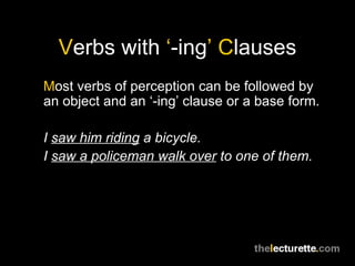 Verbs with '-ing' Clauses | PPT