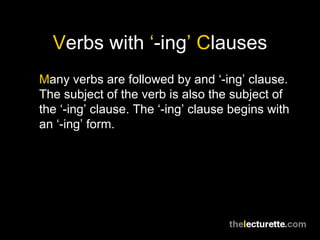 Verbs with '-ing' Clauses | PPT