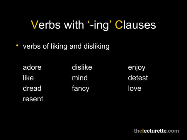 Verbs with '-ing' Clauses | PPT