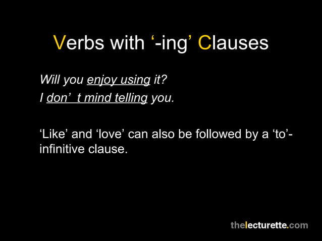 Verbs with '-ing' Clauses | PPT