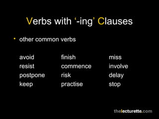 Verbs with '-ing' Clauses | PPT
