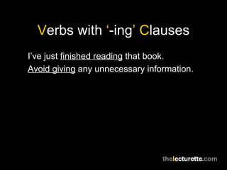Verbs with '-ing' Clauses | PPT