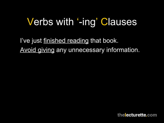 Verbs with '-ing' Clauses | PPT