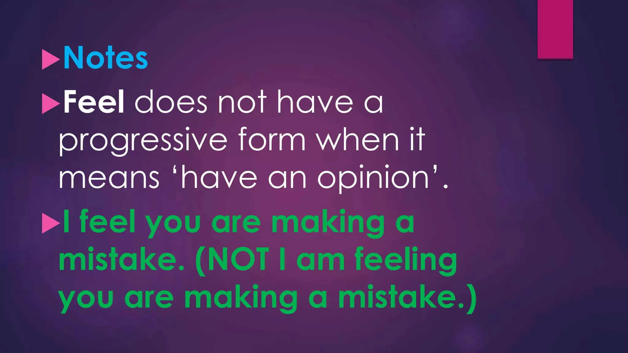 Verbs not used in progressive forms | PPT