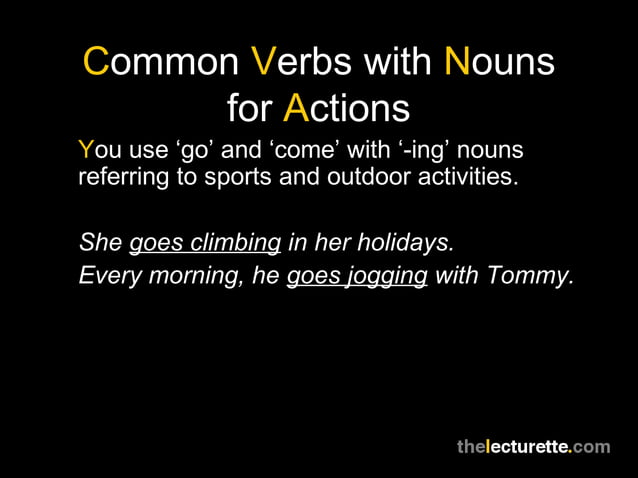 Verbs with nouns for actions | PPT | Soccer | Sports