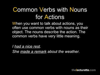 Verbs with nouns for actions | PPT | Soccer | Sports