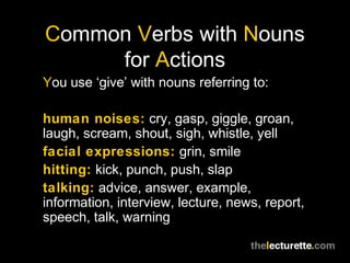 Verbs with nouns for actions | PPT
