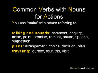 Verbs with nouns for actions | PPT