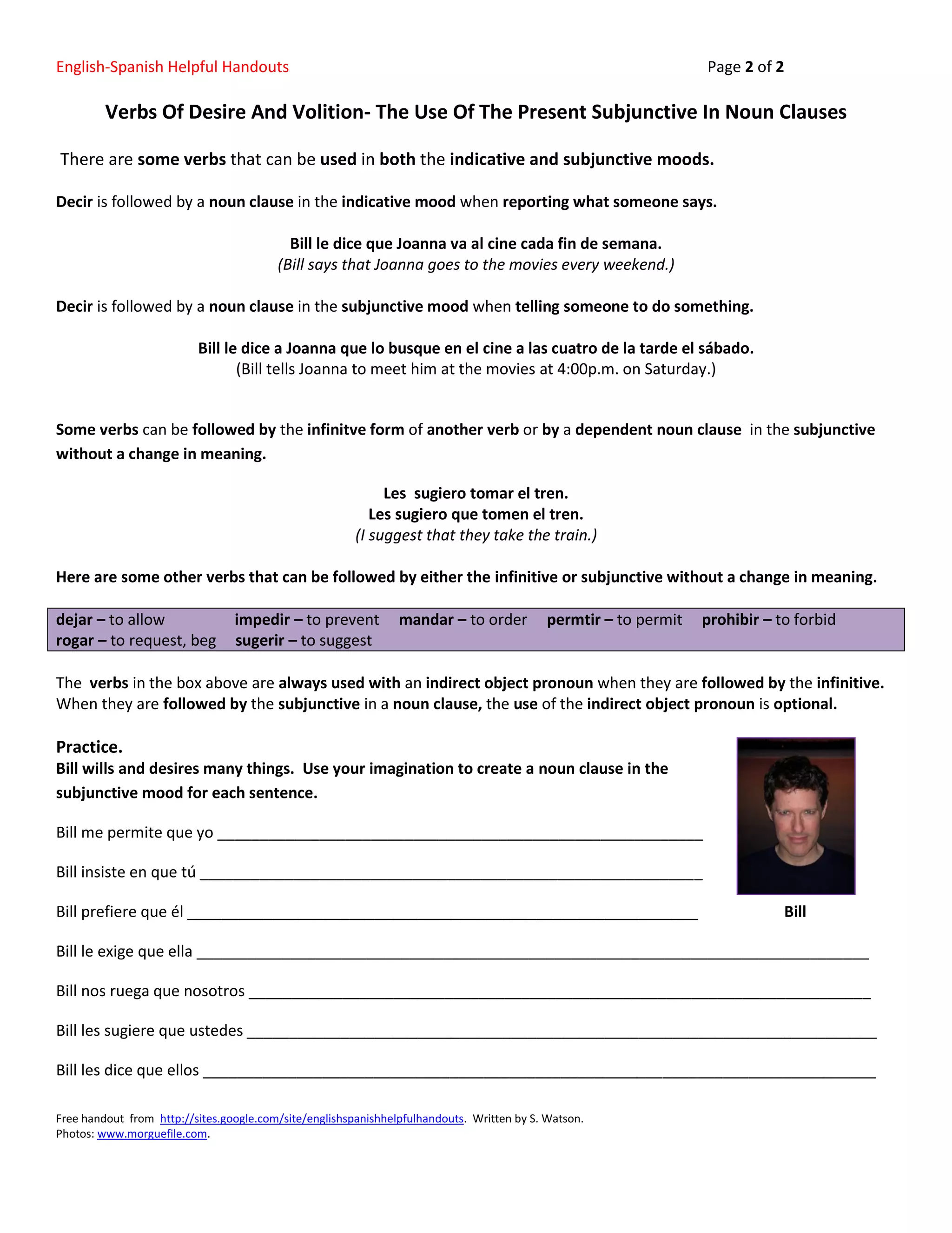 Verbs Of Desire And Volition Use Of The Present Subjunctive In Noun ...