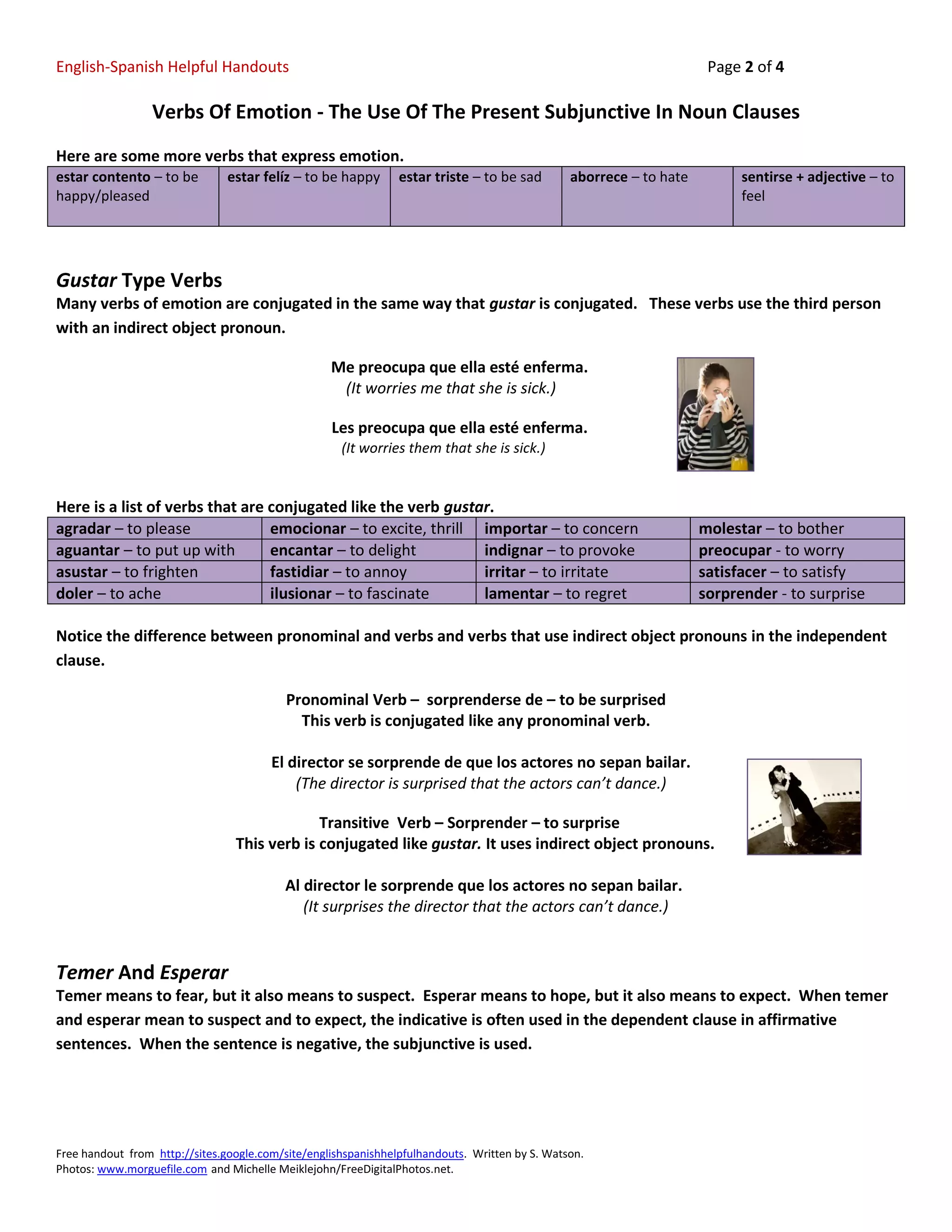 Verbs Of Emotion - The Use Of The Present Subjunctive In Noun Clauses | PDF