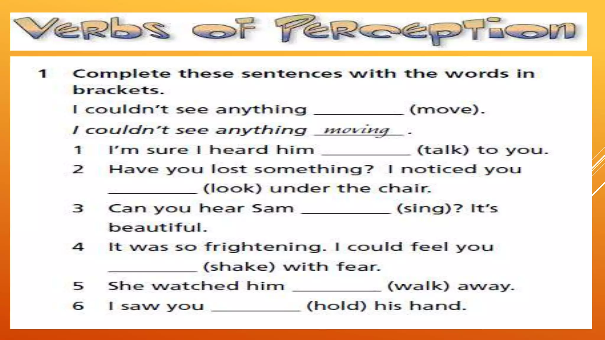 Verbs of perception | PPTX