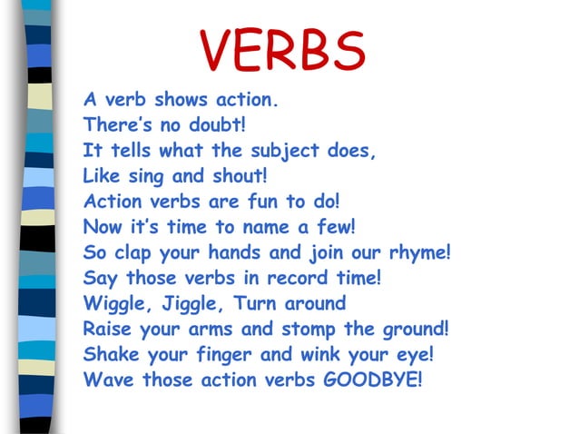 Action Verbs power point presentation that explains action .ppt