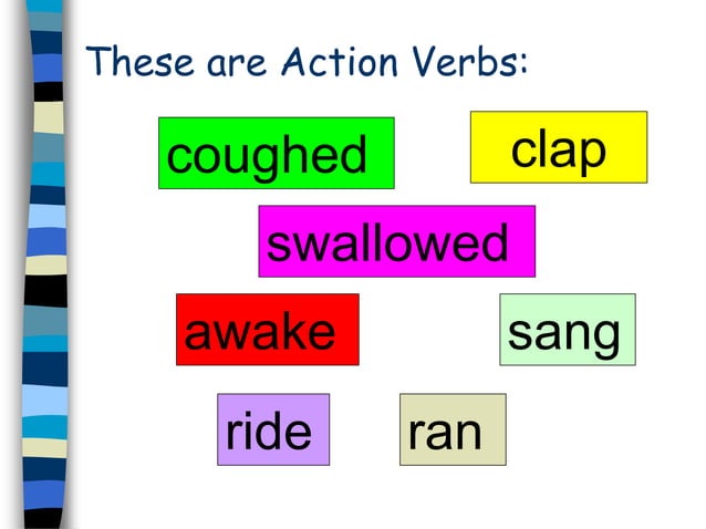 Action Verbs power point presentation that explains action .ppt