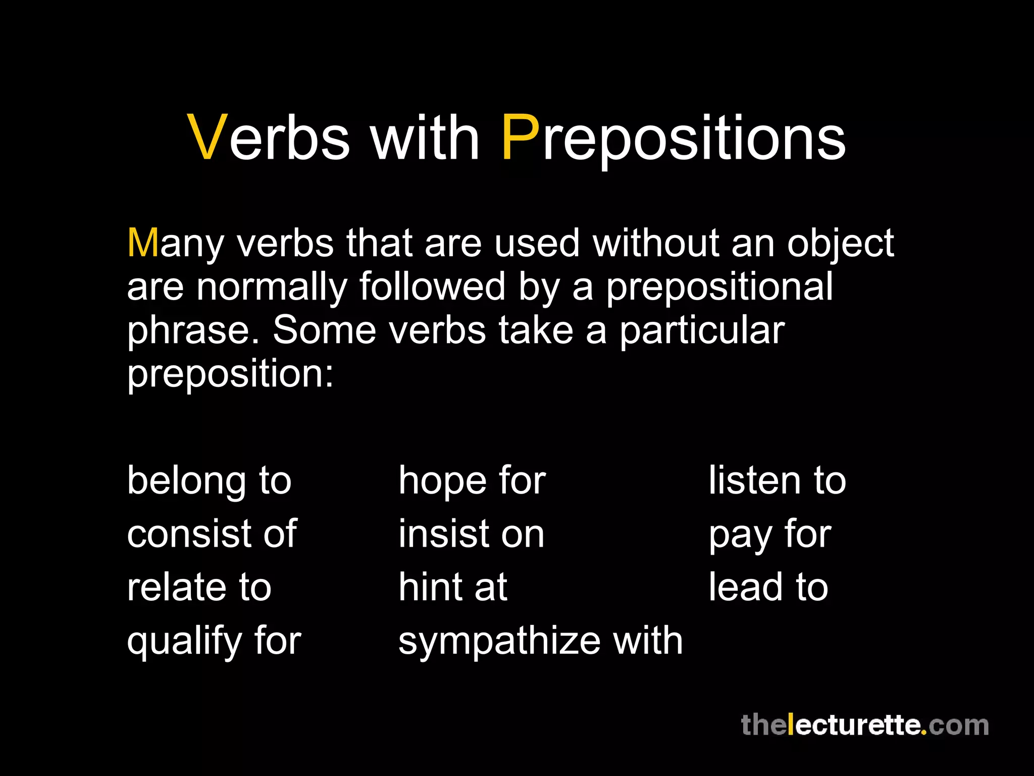 Verbs with Prepositions | PPT