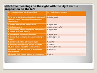 Verbs+ preposition patterns.practice | PPT