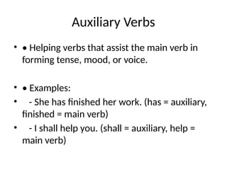 Verbs . definition ,types various examples | PPT