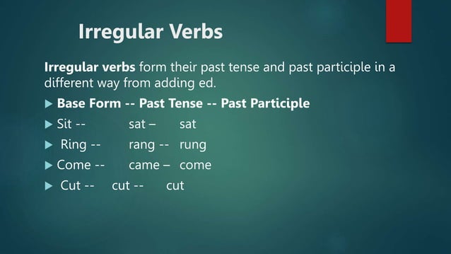 verbs, regular irregular.pptx | Food & Drink