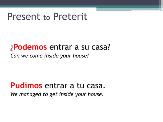 Verbs that change meaning in different tenses | PPTX