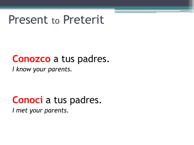 Verbs that change meaning in different tenses | PPTX