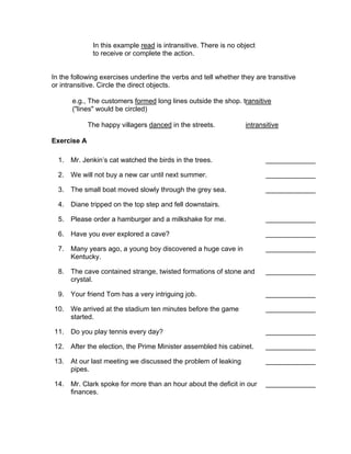 Verbs transitive and_intransitive | PDF