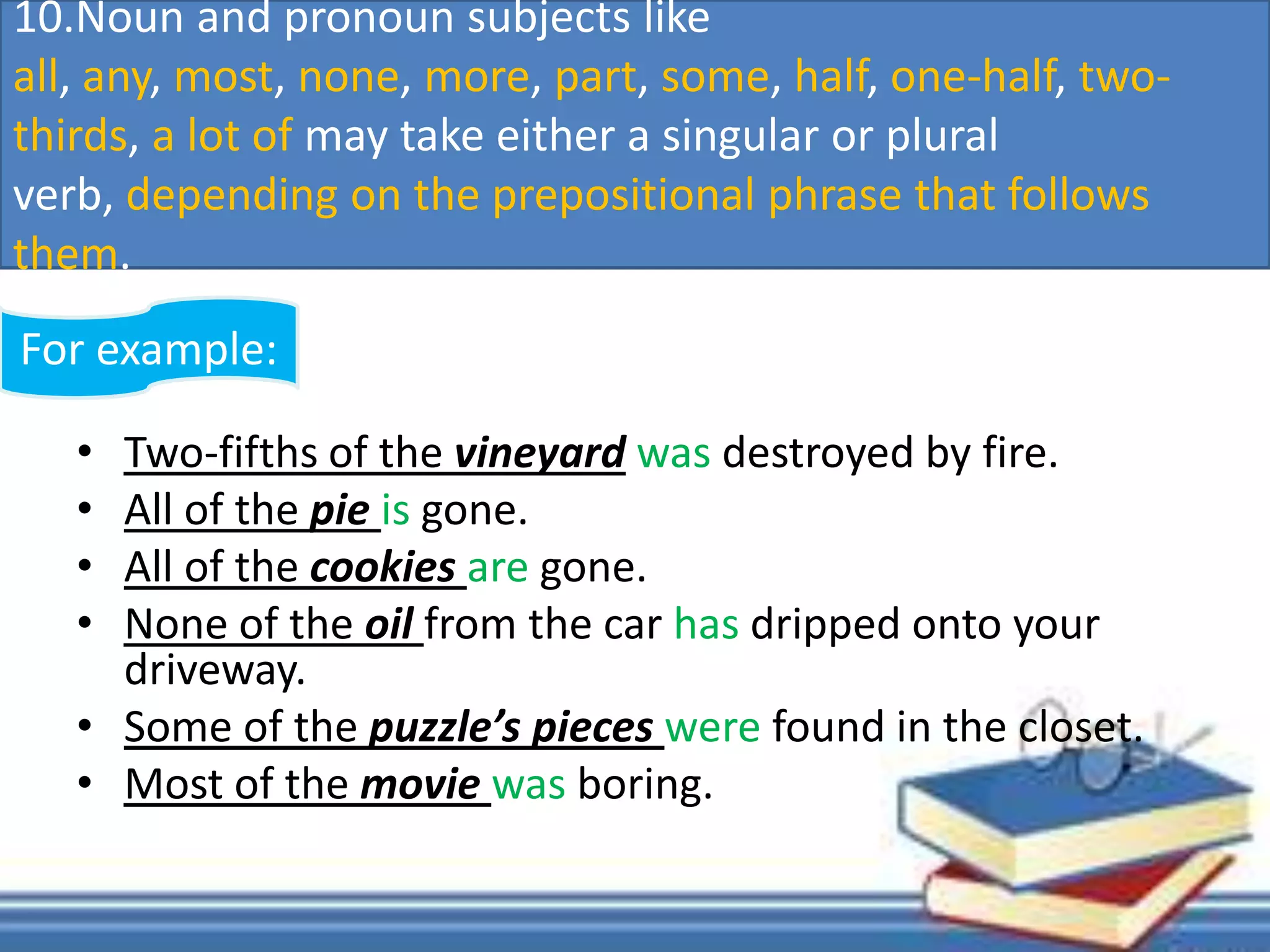 Verb subject agreement | PPTX